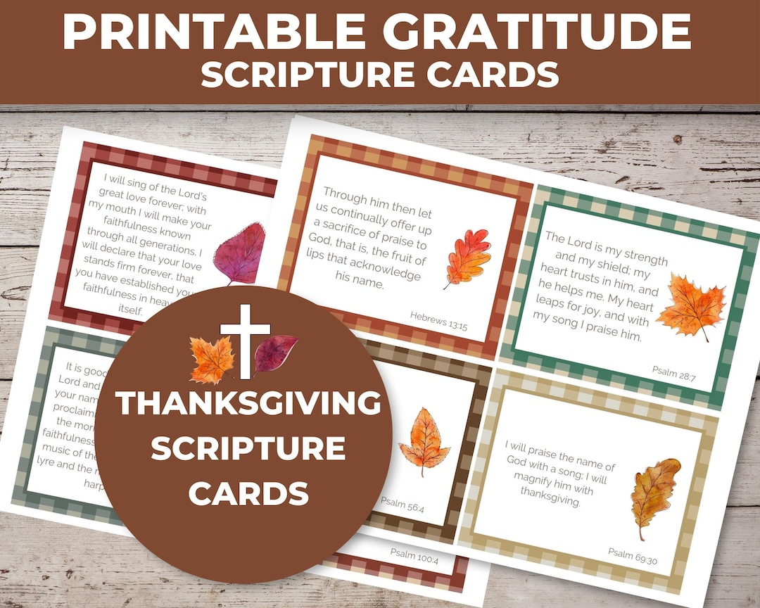 Thanksgiving Scripture Cards, Thanksgiving Bible Verses, Gratitude ...