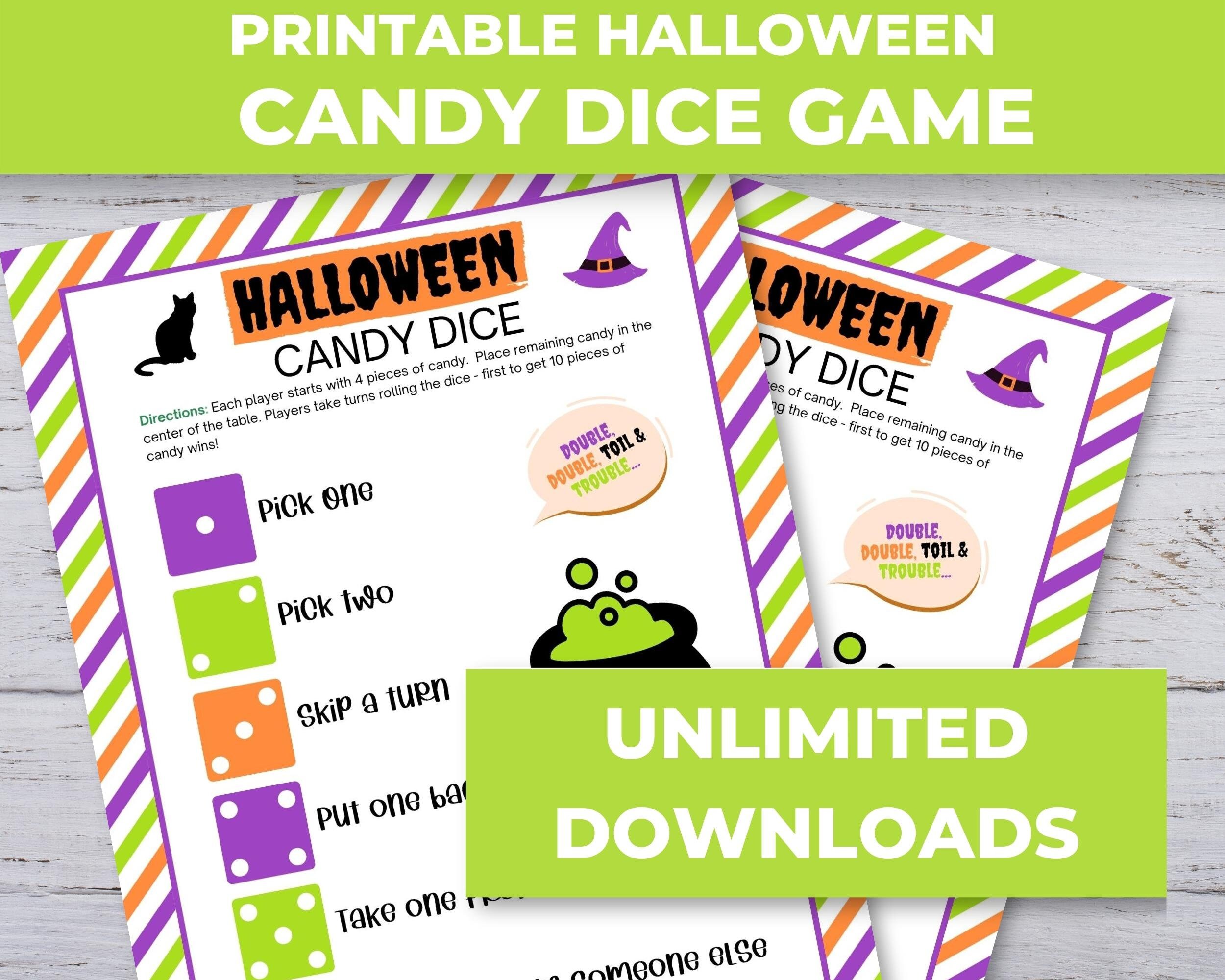 Halloween Candy Dice Game, Printable Halloween Game for Kids, Classroom ...
