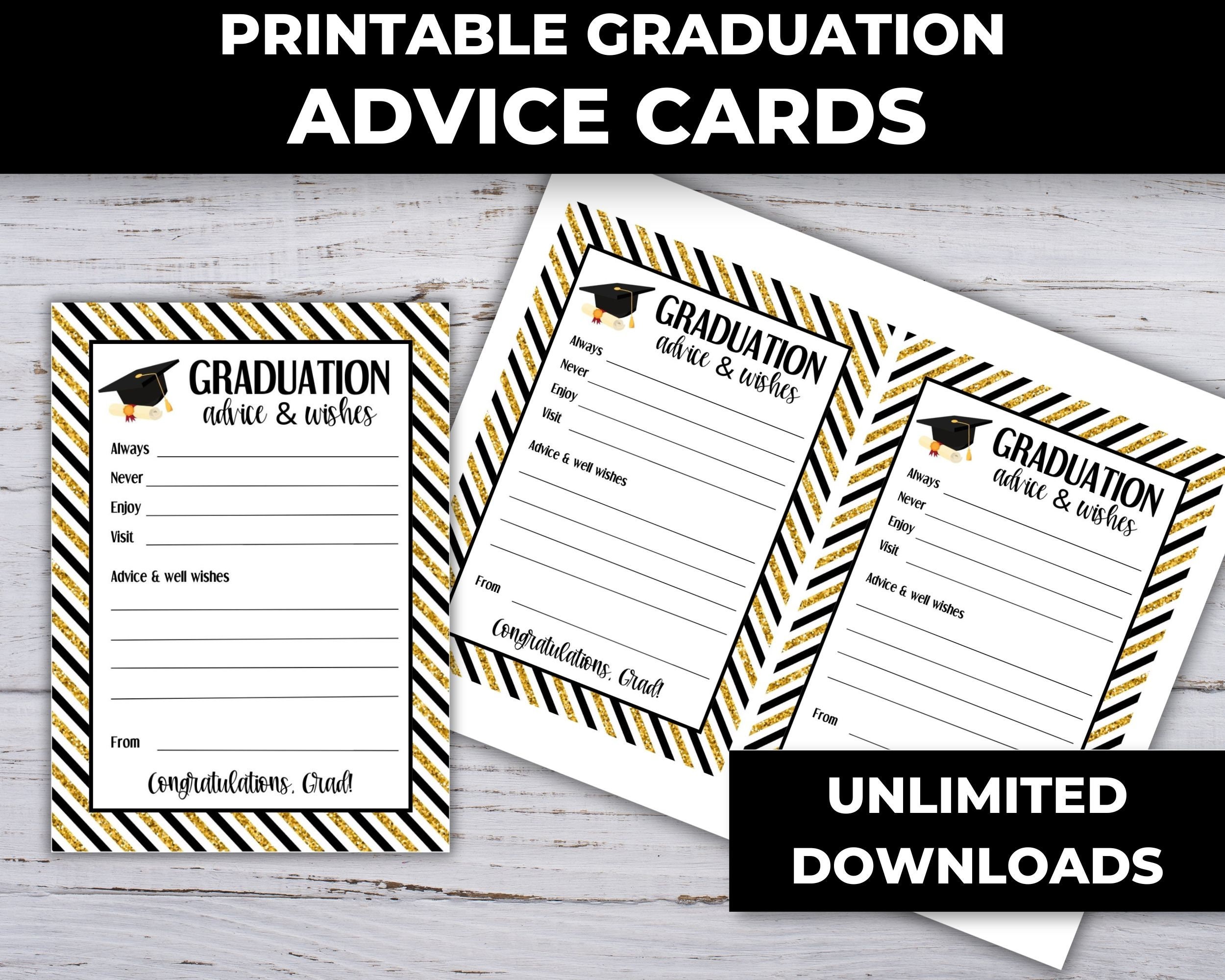 Printable Advice Cards Graduation, Graduation Advice Cards, Words of ...