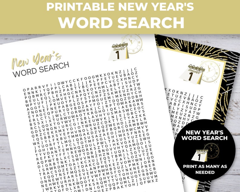 New Years Word Search, New Years Eve Party Games, Printable Word Search ...