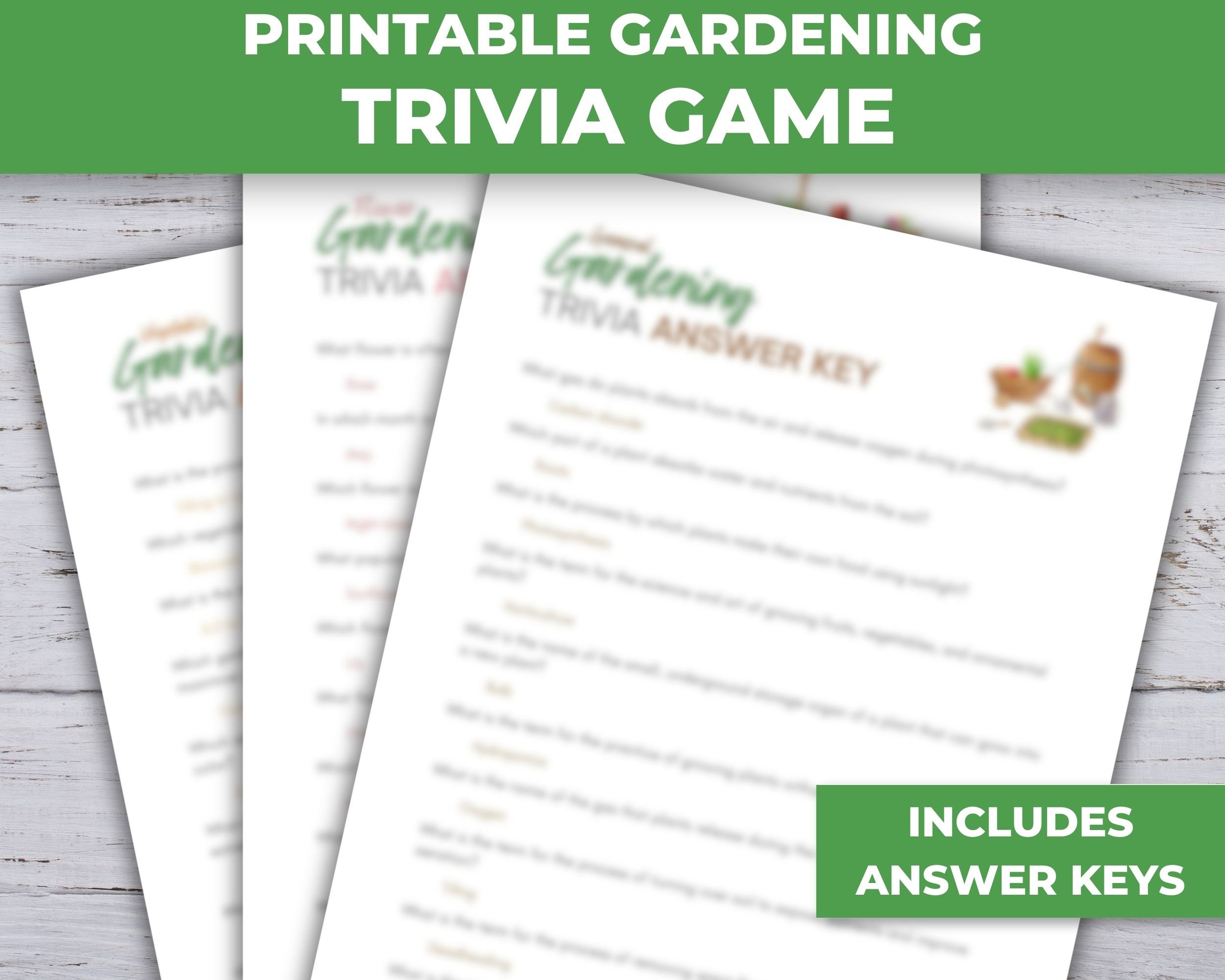 Gardening Trivia, Springtime Printable, Garden Party Games, Garden ...
