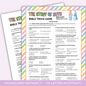 Ruth and Naomi Bible Story Activity, Bible Trivia Game for Kids ...