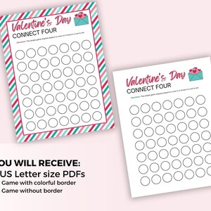 Valentine Four in A Row Printable Valentines Day Game for Kids ...