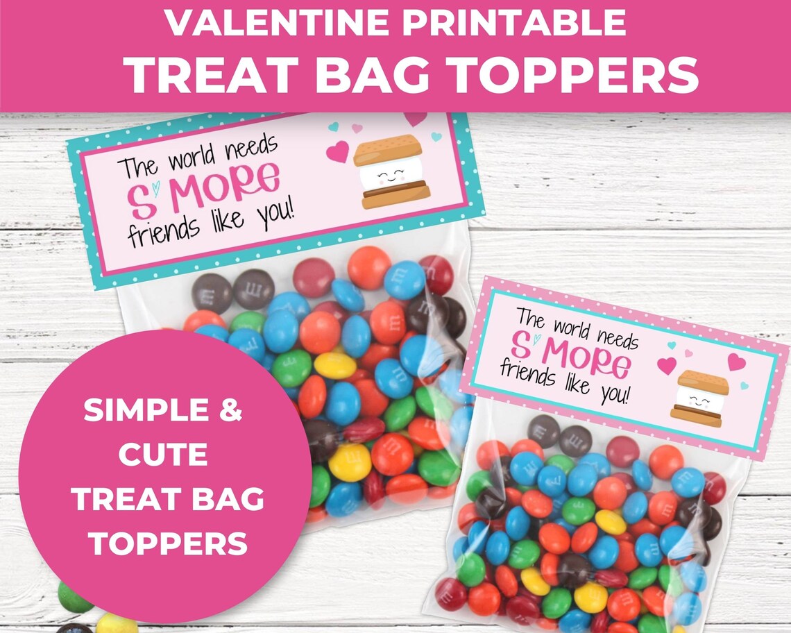 Printable Valentine Treat Bag Toppers - Etsy