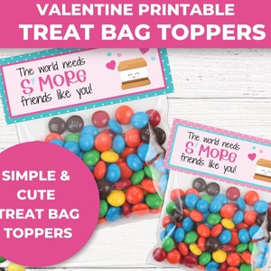 Printable Valentine Treat Bag Toppers - Etsy