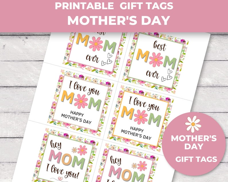 Mothers Day Gift Tags Printable, Gift Tags for Mom, Best Mom Ever Tag ...