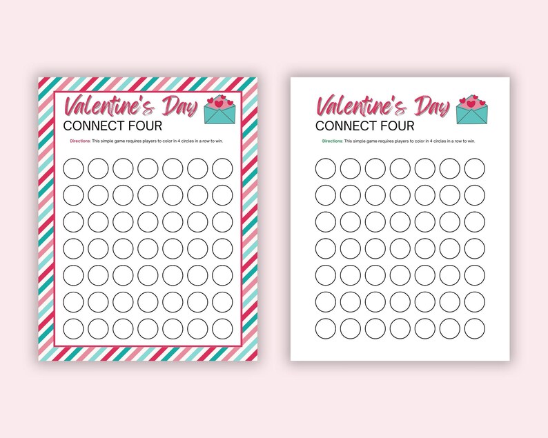 Valentine Four in A Row Printable Valentines Day Game for Kids ...
