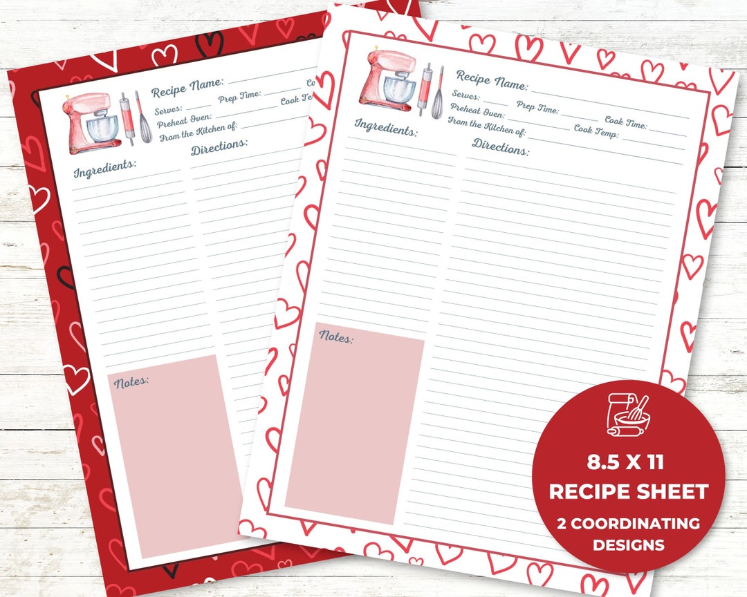 Printable Recipe Page, Recipe Page Template, Recipe Binder Printable 8. ...