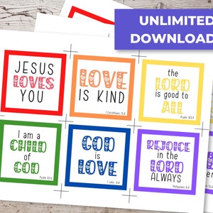 Lunch Box Notes for Kids, Printable Christian Lunch Box Notes, Bible ...