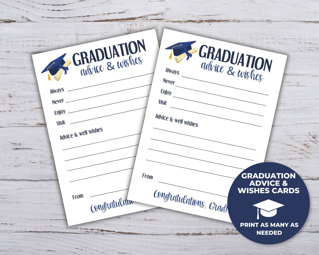 Graduation Advice and Wishes Card, Printable Advice Cards Graduation ...