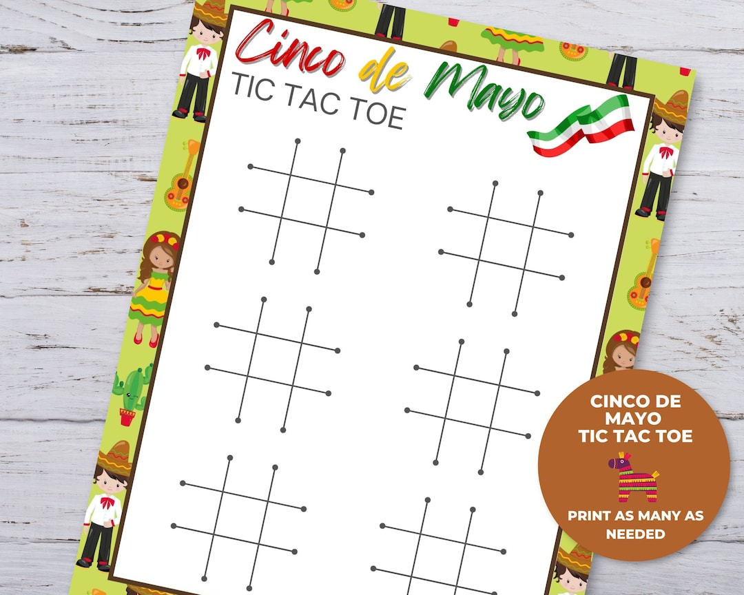 Cinco De Mayo Games, Tic Tac Toe Printable for Kids, Mexican Party ...