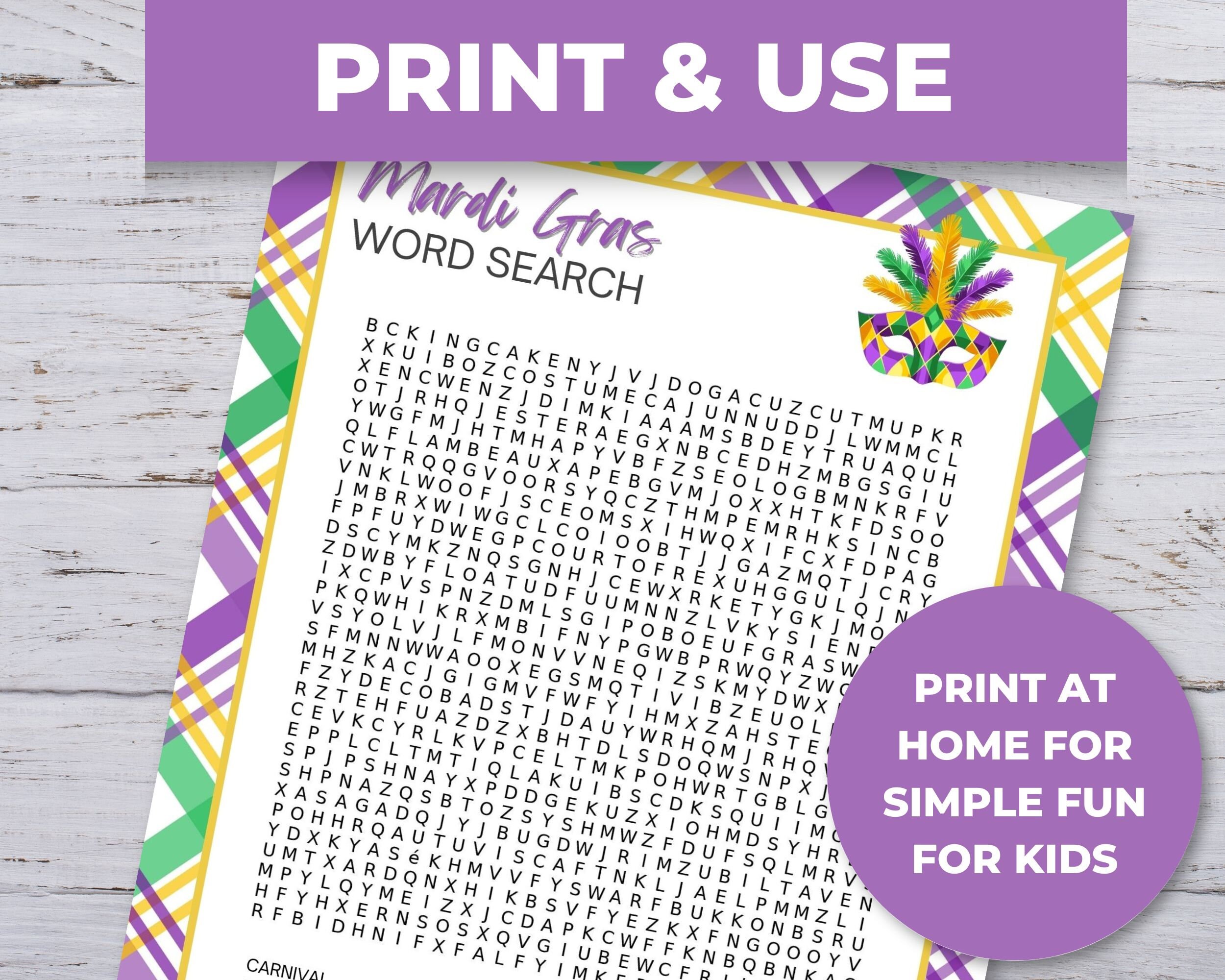 Mardi Gras Word Search Printable, Mardi Gras Printable Party Games ...
