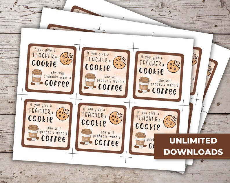 If You Give A Teacher A Cookie Gift Tag, Teacher Appreciation Gift ...