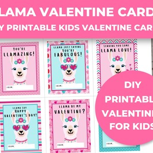 Printable Llama Valentines for School Class Llama Valentine | Etsy