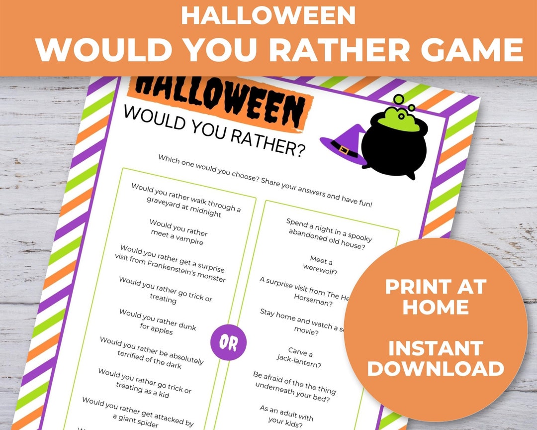 Printable Halloween Would You Rather Game, This or That Halloween Party ...