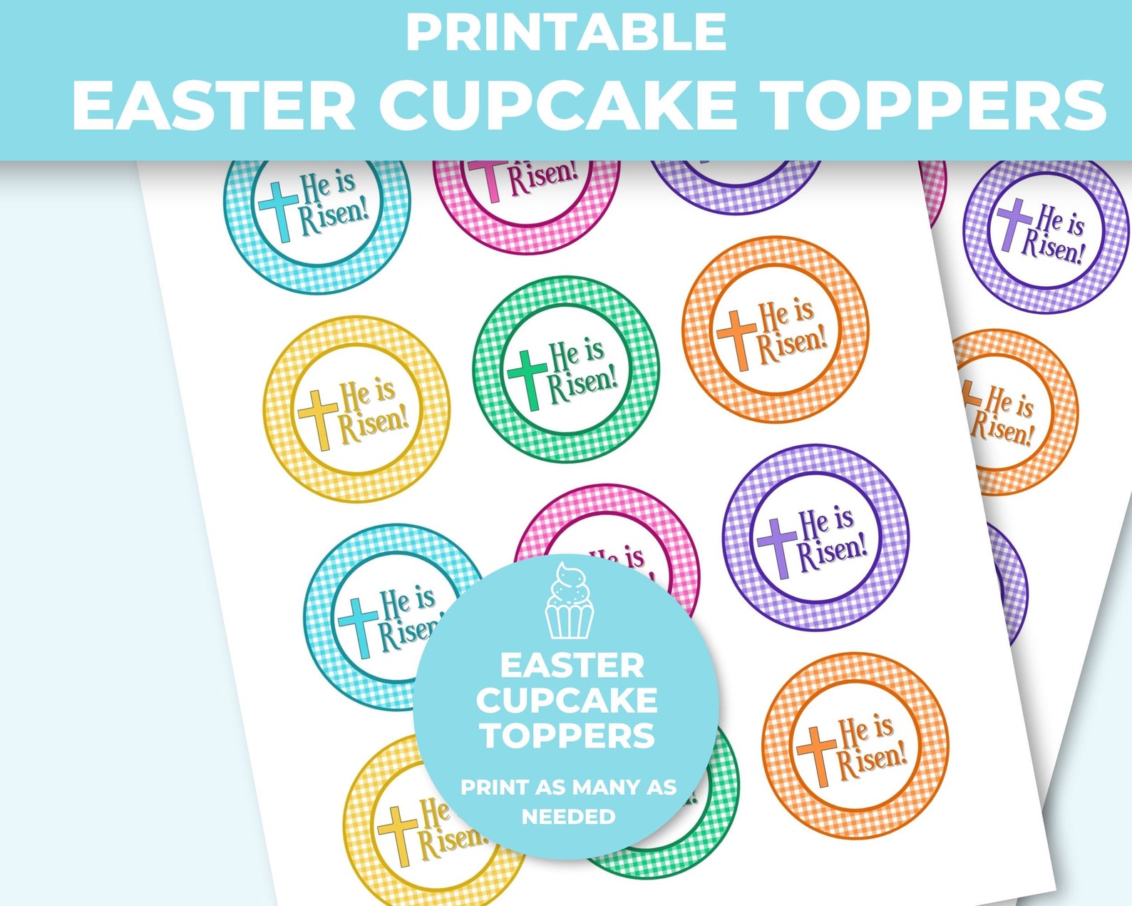 Printable Easter Cupcake Toppers - He is Risen!, Easter Religious ...