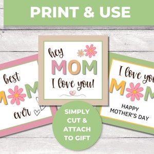 Mother's Day Gift Tags Printable, Gift Tags for Mom, Best Mom Ever Tag ...