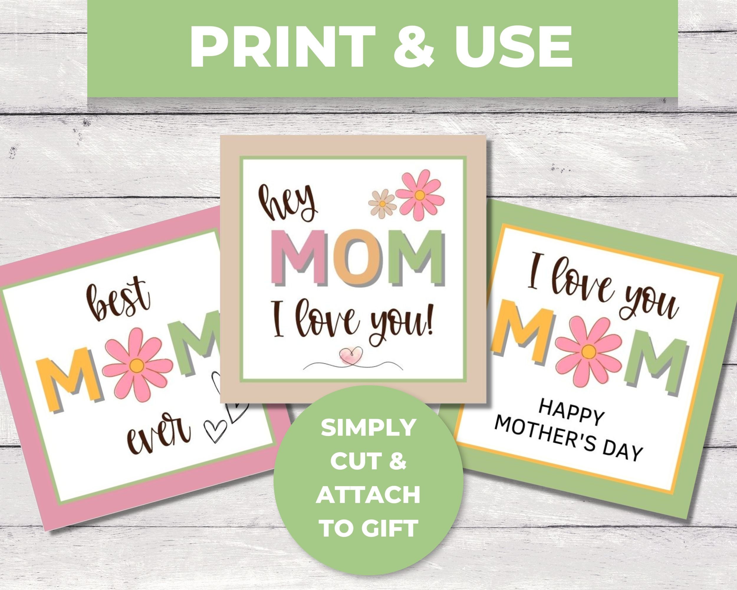 Mother's Day Gift Tags Printable, Gift Tags for Mom, Best Mom Ever Tag ...