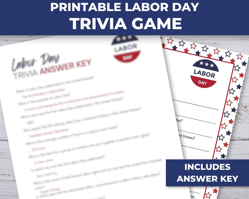 Labor Day Trivia Printable Labor Day Party Games Labor Day - Etsy