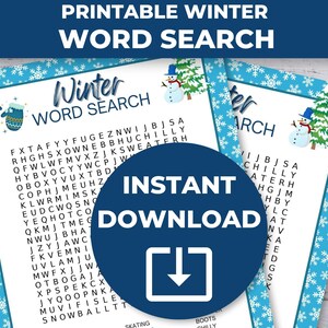 Winter Word Search Printable, Winter Printable Games for Kids, Winter ...