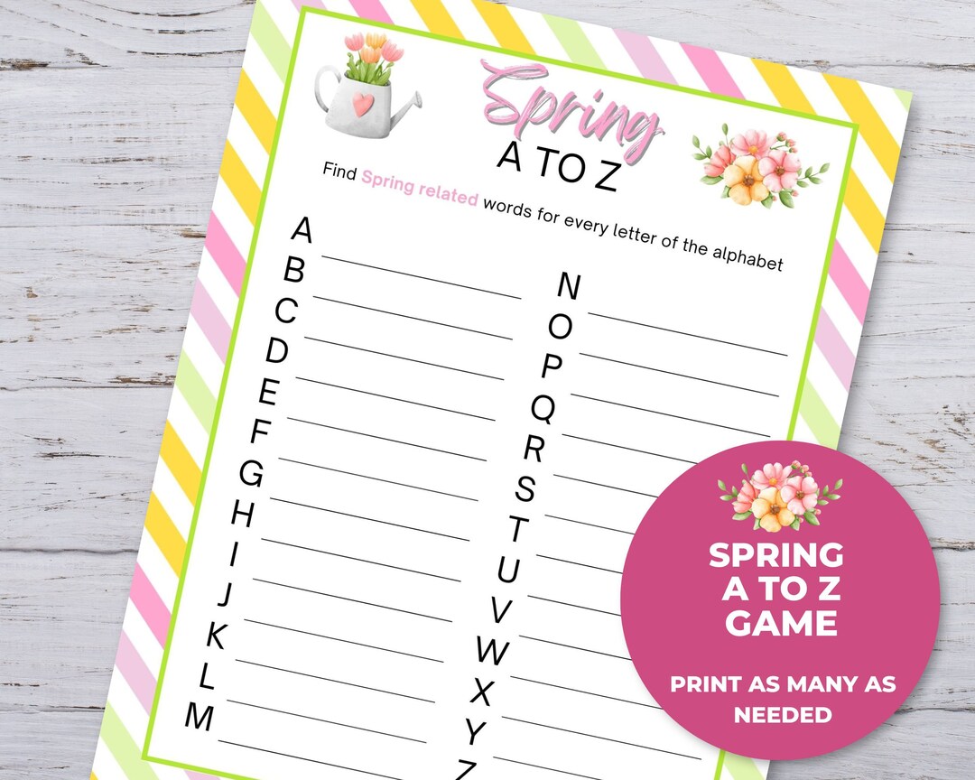 Spring A to Z Game, Printable Springtime Games for Kids, Classroom ...