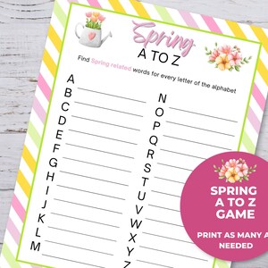 Spring A to Z Game, Printable Springtime Games for Kids, Classroom ...