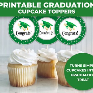 Printable Graduation Cupcake Toppers, Congrats Grad Cupcake Toppers ...