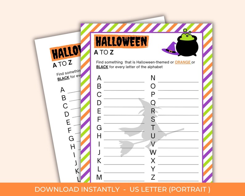 Halloween A to Z Game, Alphabet Game, Printable Halloween Game for Kids ...