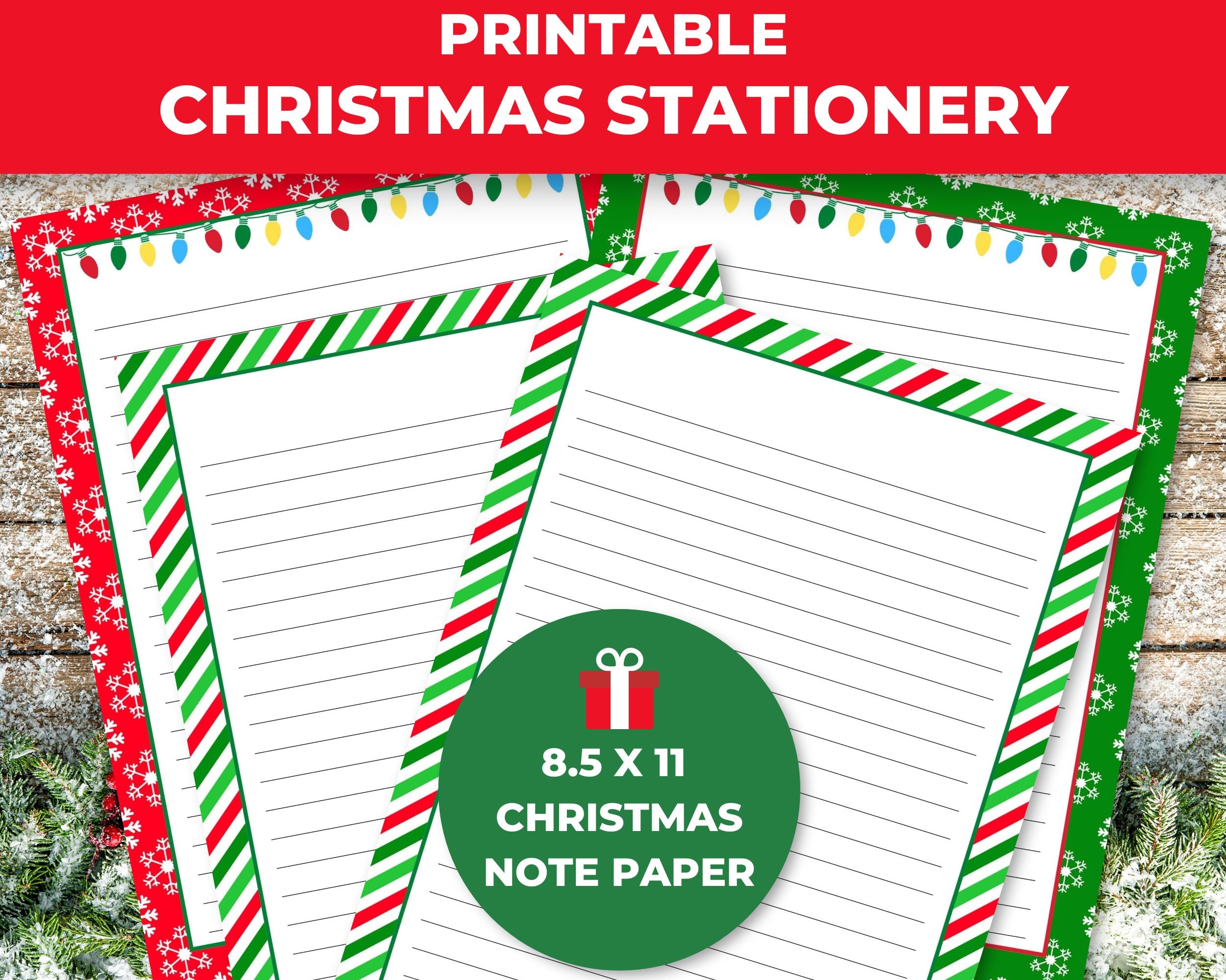 Printable Christmas Stationery Writing Paper, Christmas Letterhead ...