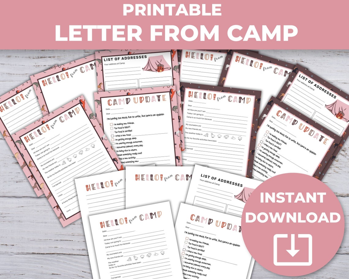 Printable Letter From Camp, Camp Letter Stationery, Fill in the Blank ...
