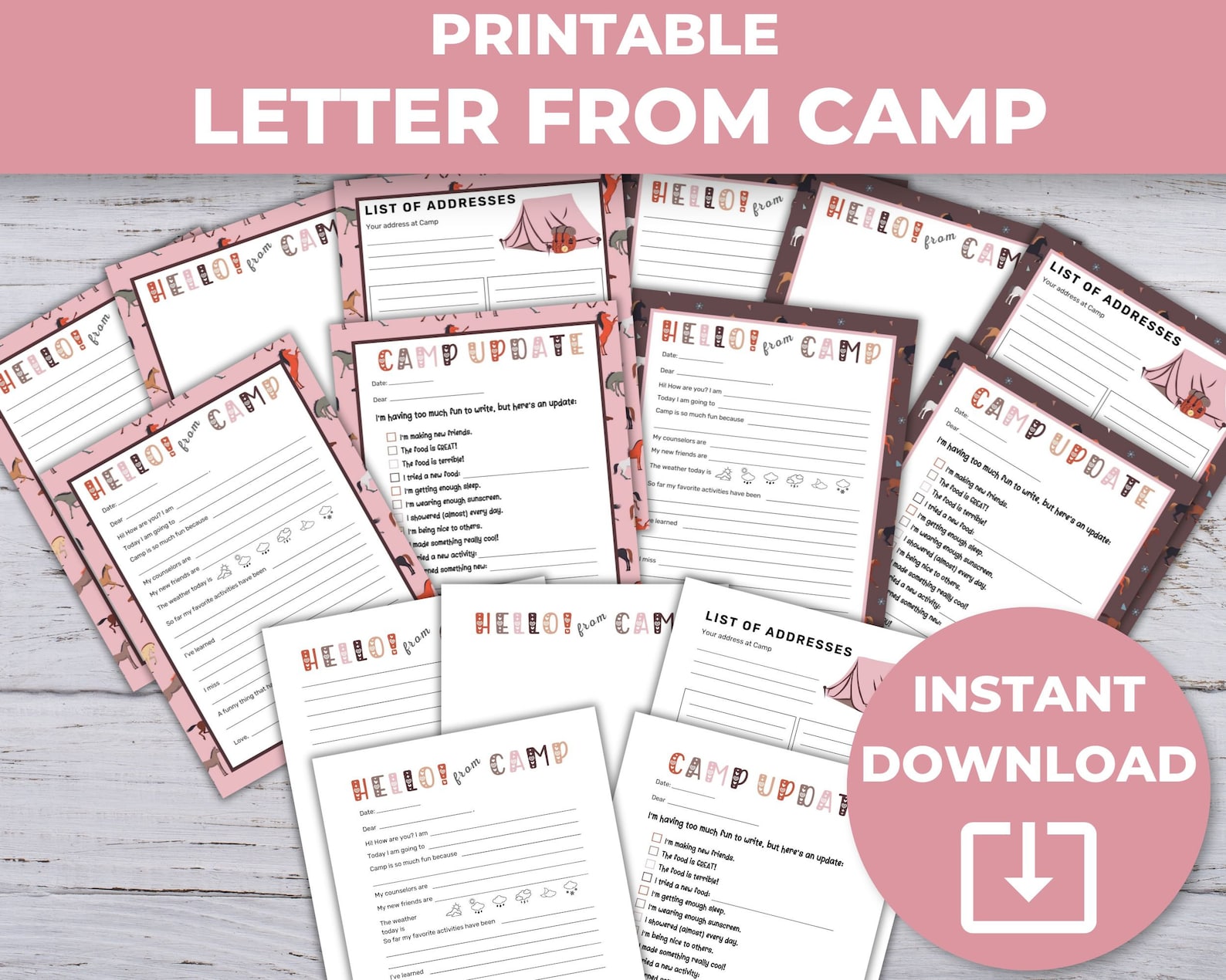 Printable Letter From Camp, Camp Letter Stationery, Fill in the Blank ...