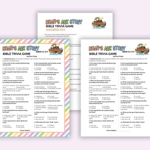 Noah's Ark Bible Trivia for Kids, Printable Trivia Game, Bible Story ...