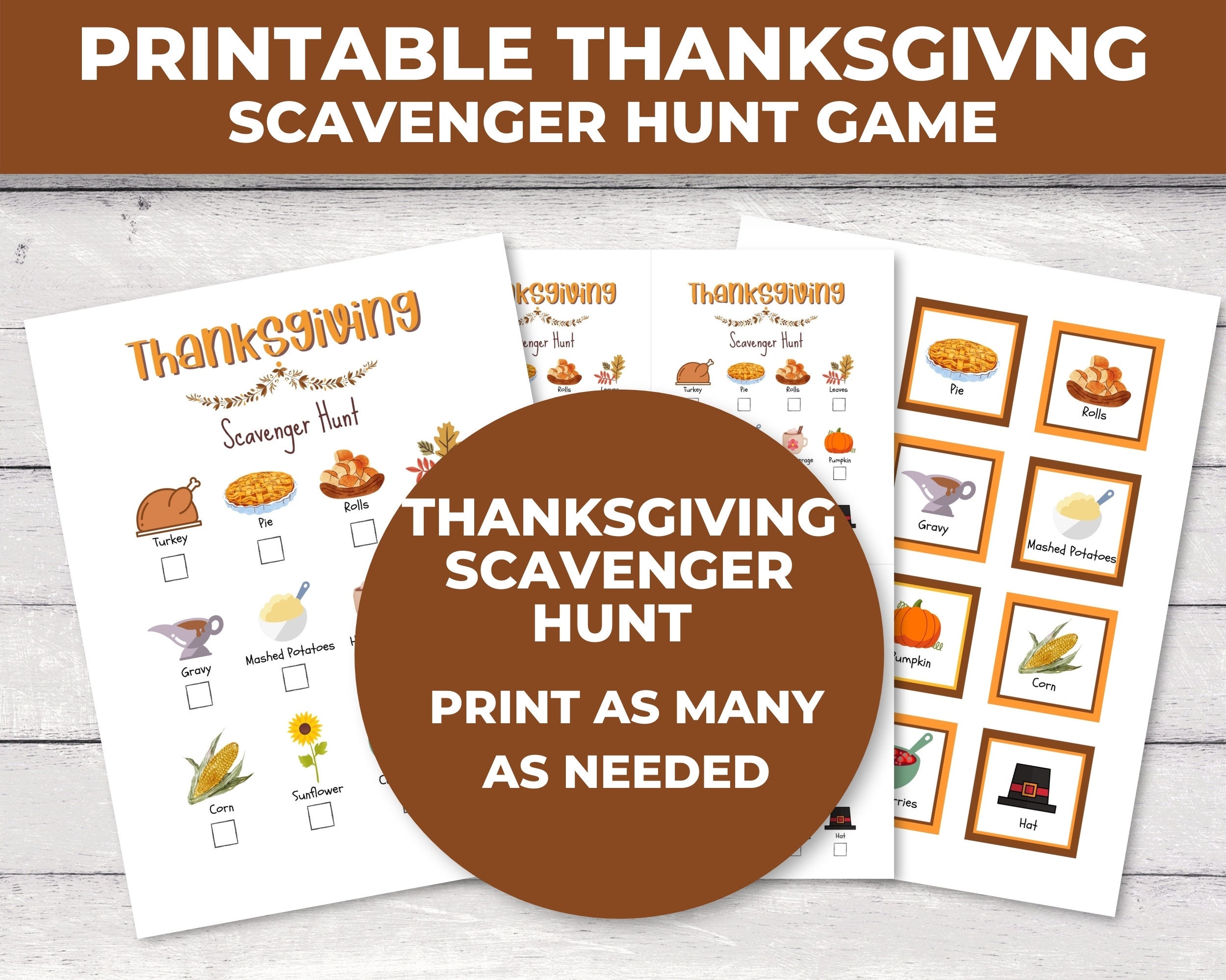 Thanksgiving Scavenger Hunt, Printable Thanksgiving Kids Activity ...