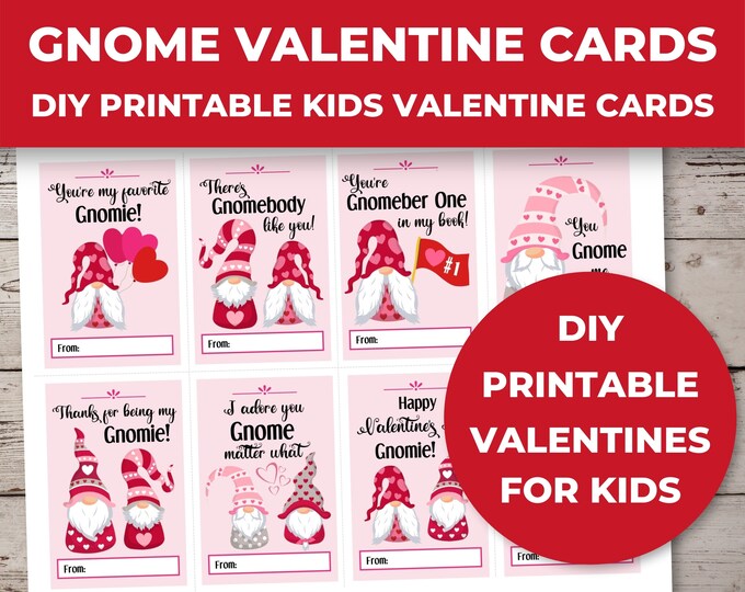 Printable Gnome Valentine for School Class - Gnome Valentine Download ...