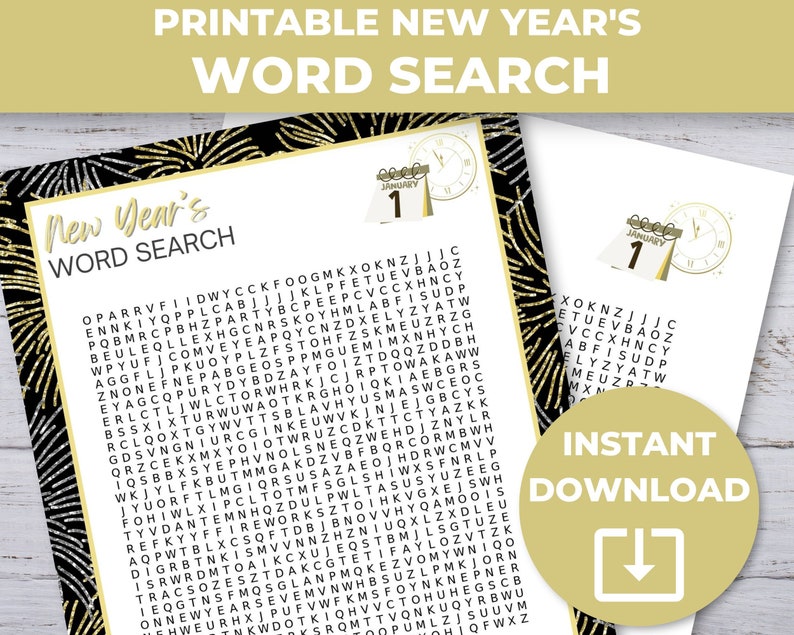 New Years Word Search, New Years Eve Party Games, Printable Word Search ...