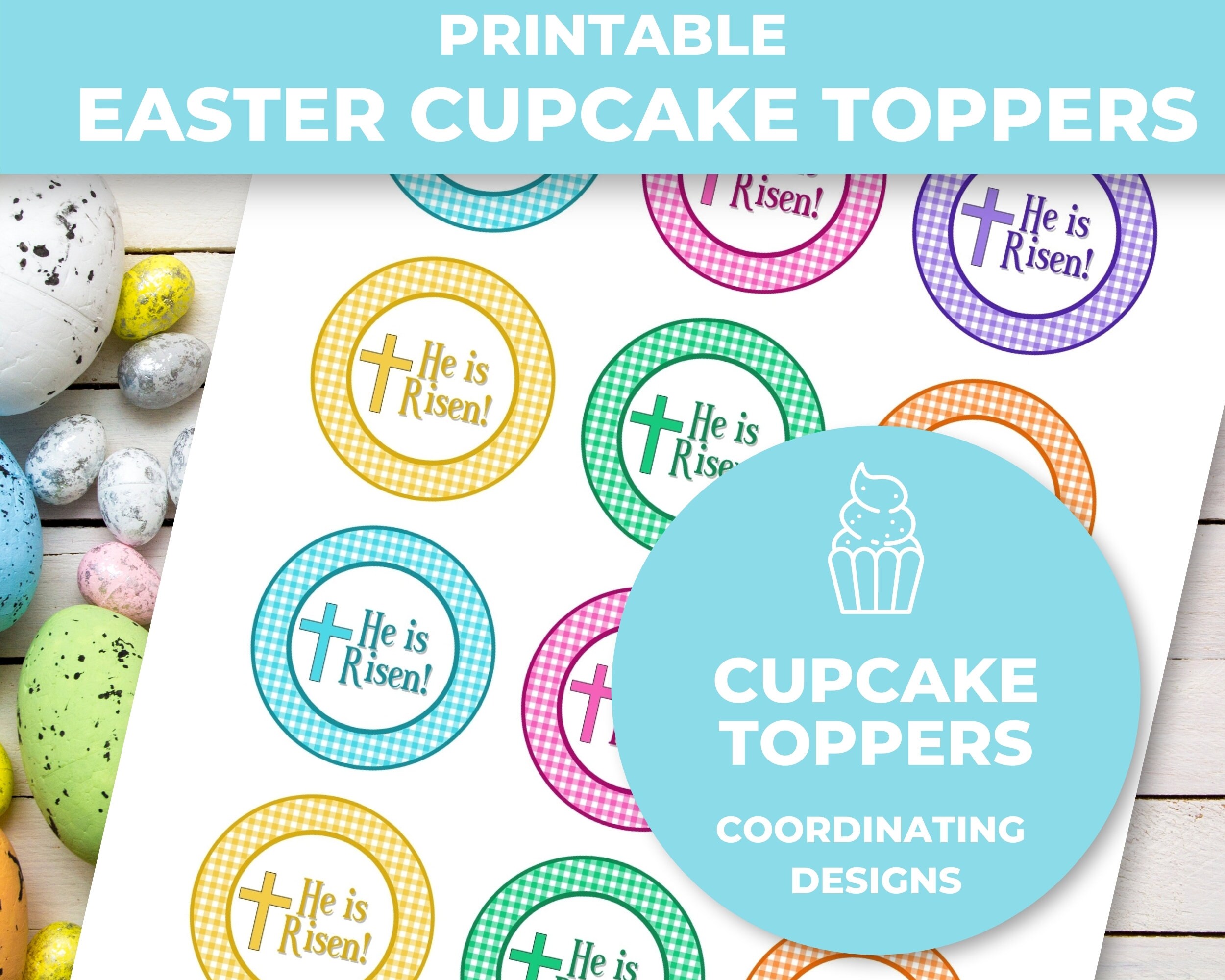 Printable Easter Cupcake Toppers He is Risen Easter - Etsy