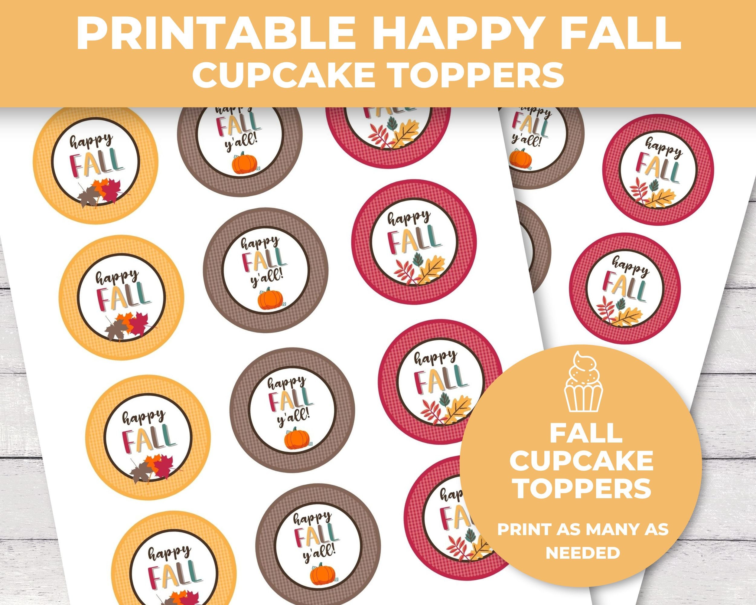 Fall Cupcake Toppers, Printable Cupcake Toppers, Pumpkin Cupcake ...