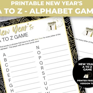 New Years A to Z Game, Printable New Year Game for Kids, Classroom ...