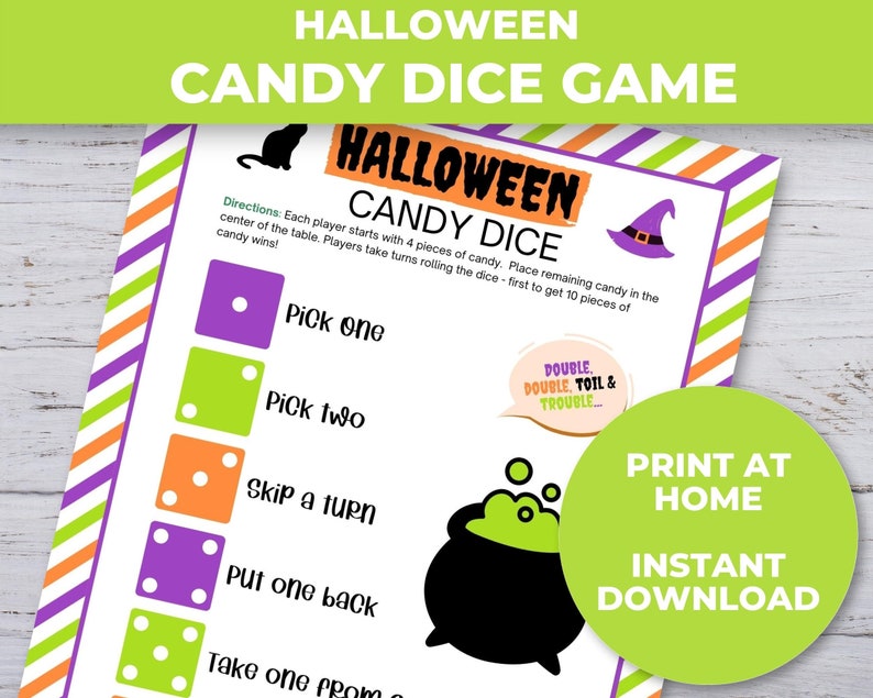 Halloween Candy Dice Game, Printable Halloween Game for Kids, Classroom ...
