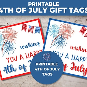 4th of July Gift Tags, Printable Gift Tags, Fourth of July Party Favor ...