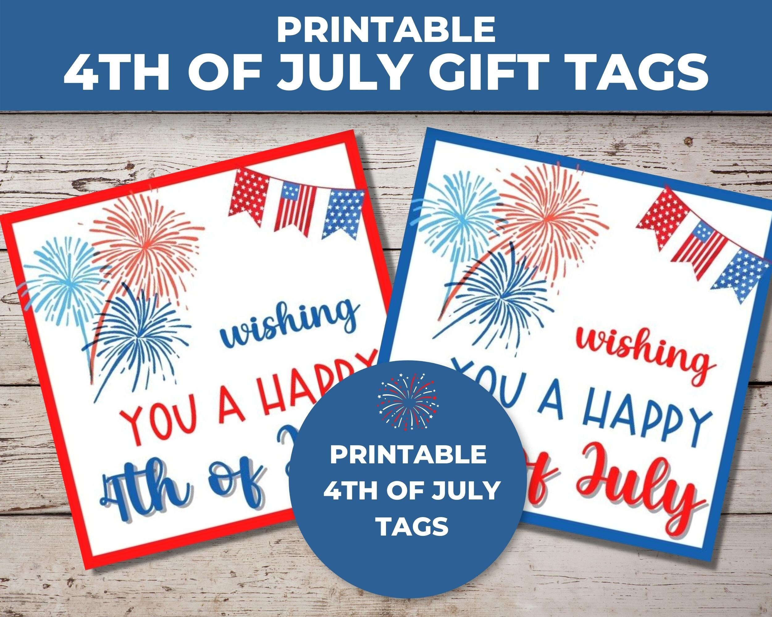 4th of July Gift Tags, Printable Gift Tags, Fourth of July Party Favor ...