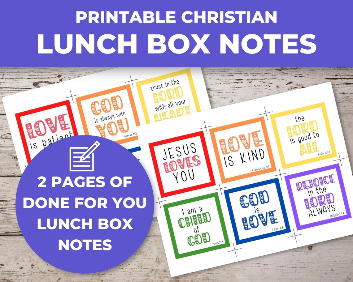 Lunch Box Notes for Kids Printable Christian Lunch Box Notes - Etsy