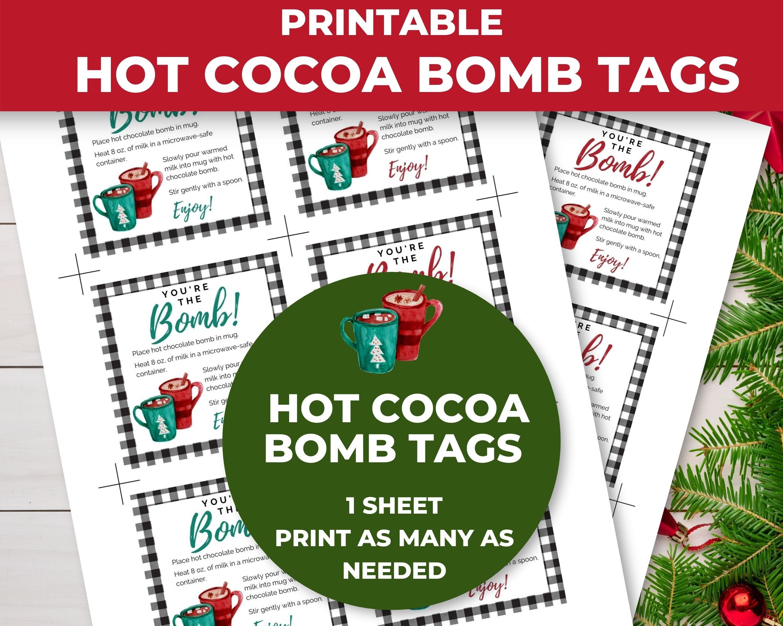 You're the Bomb Hot Cocoa Tag, Hot Cocoa Bomb Tags Printable, Hot ...