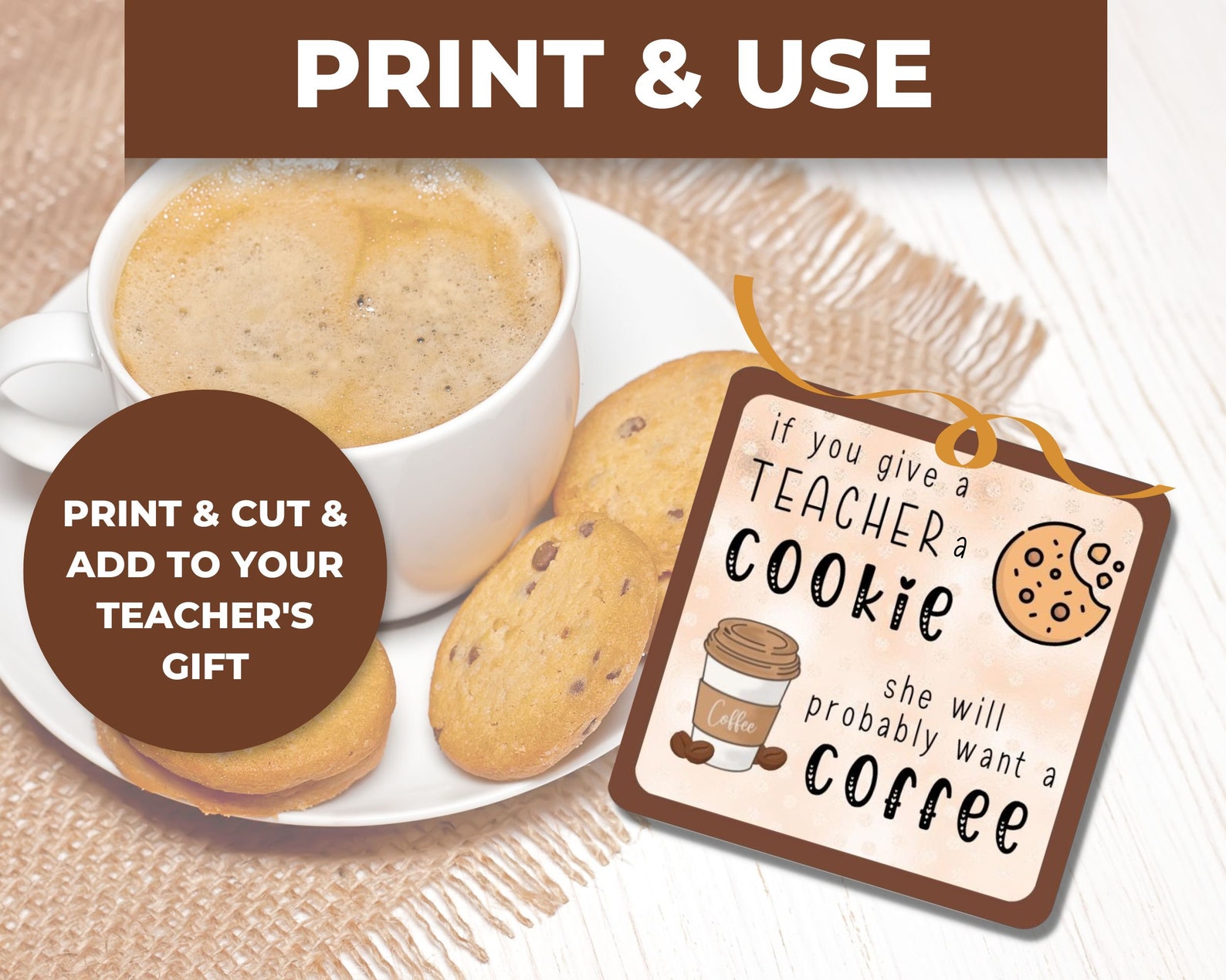 If You Give A Teacher A Cookie Gift Tag, Teacher Appreciation Gift ...