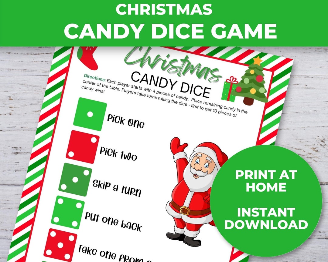 Printable Christmas Candy Dice Game, Christmas Activities for Kids and ...