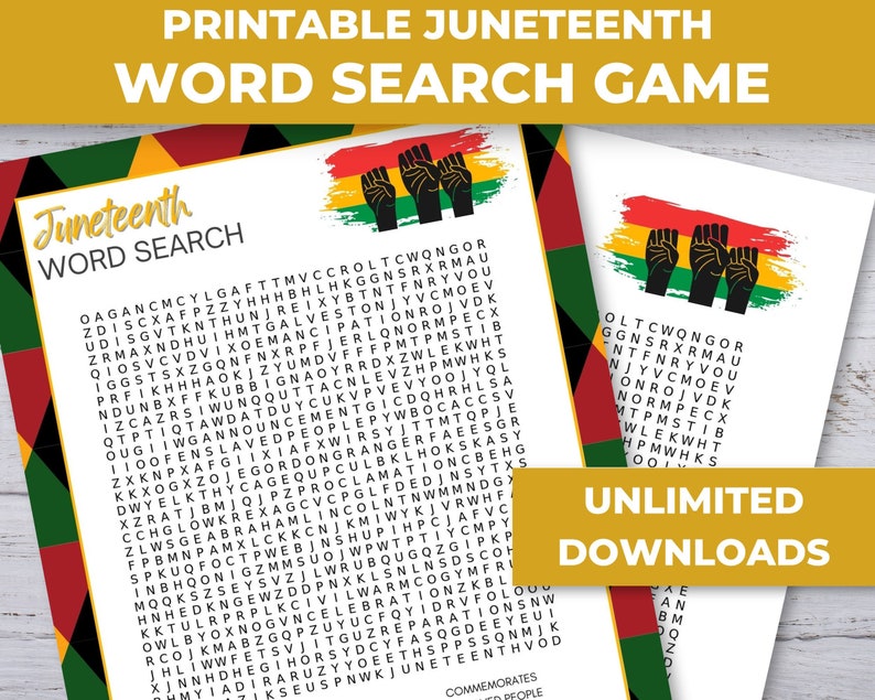Juneteenth Word Search, Juneteenth Printable, Word Search Printable ...