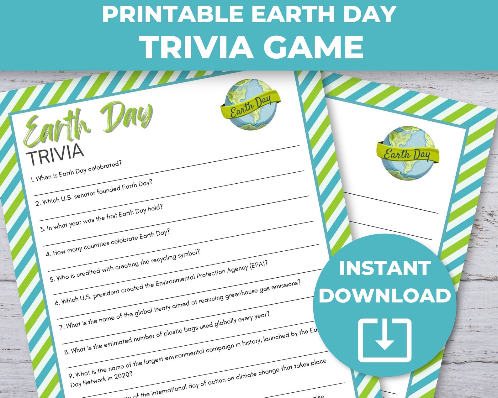 Earth Day Trivia, Earth Day Games for Kids, Earth Day Activity, Earth ...