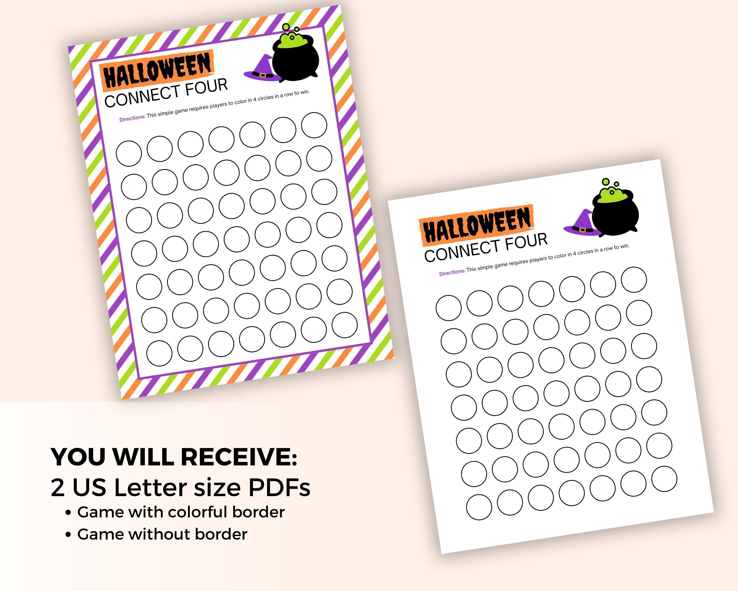 Halloween Four in A Row Printable Halloween Game for Kids, Classroom ...