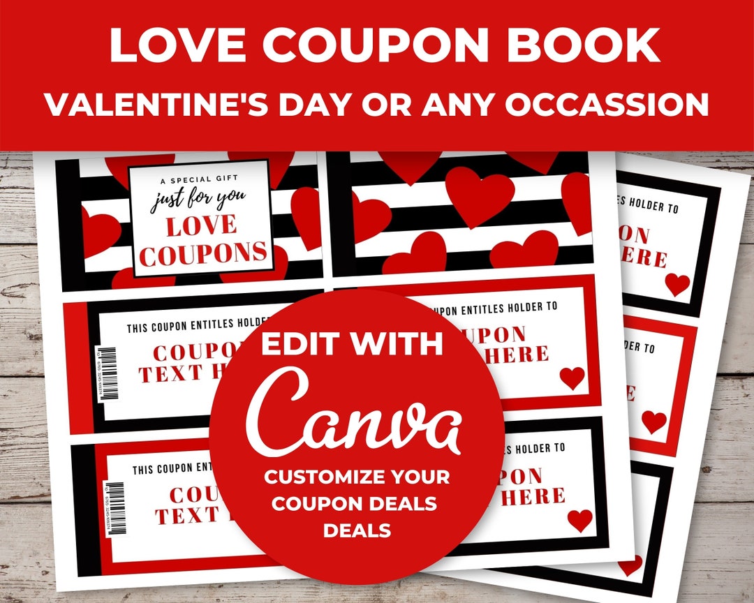 Editable Love Coupons, Printable Love Coupons, Love Vouchers ...