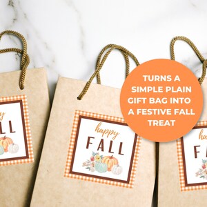 Printable Happy Fall Gift Tags, Cupcake Topper, Cookie Square Tags ...
